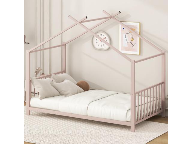 Click here for Twin Size Metal House Platform Bed  Pink prices