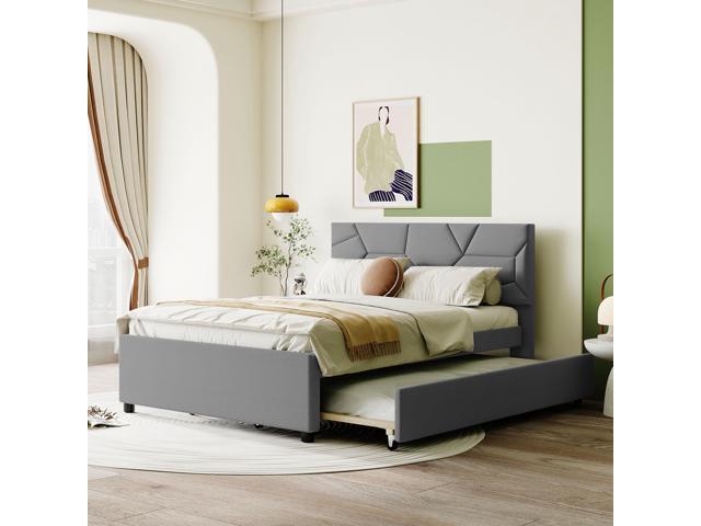 Click here for Full Size Upholstered Platform Bed with Brick Patt... prices