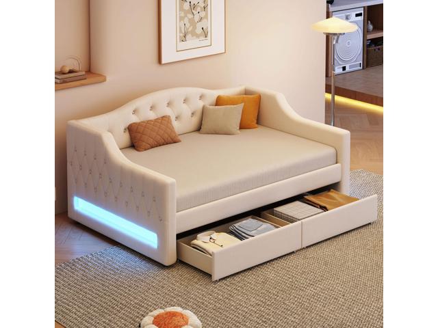 Click here for Upholstered Twin XL Size Daybed with LED Belt and... prices