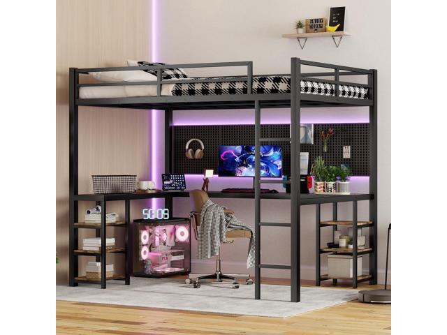 Click here for Full XL Metal Loft Bed with Desk and Shelves  Loft... prices