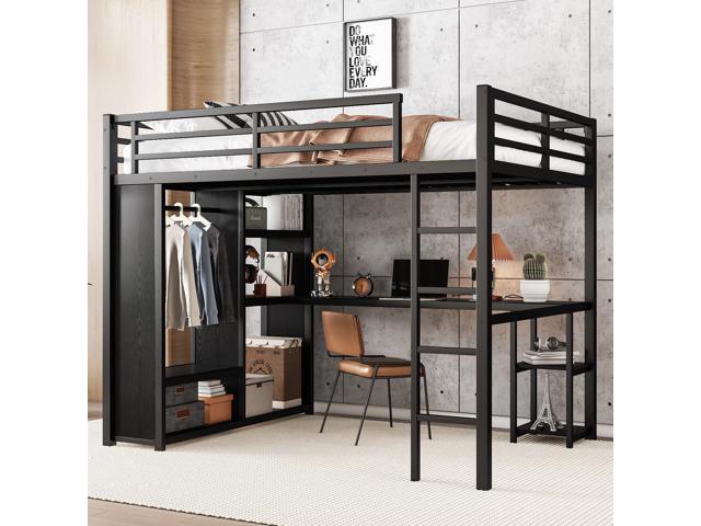 Click here for Queen Size Loft Bed Frame with Built-in Wardrobe... prices