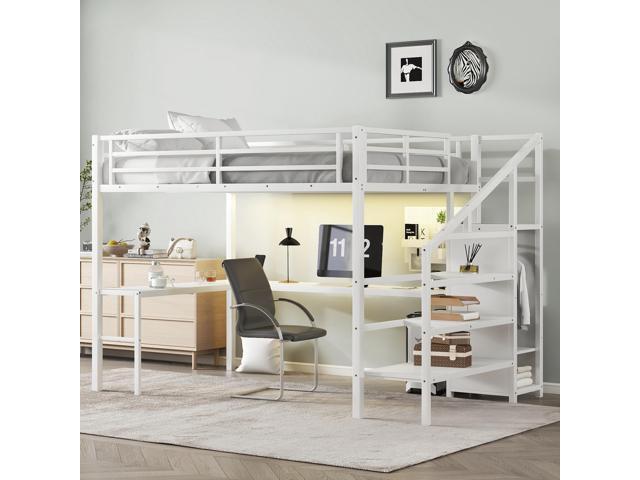 Click here for Queen Size Loft Bed with L-shaped Desk and USB  Me... prices
