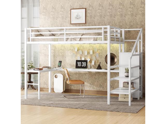 Click here for Full Size Loft Bed with L-shaped Desk and USB  Met... prices