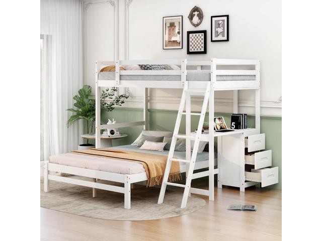 Click here for Twin over Full Bunk Bed with Built-in Desk and Thr... prices