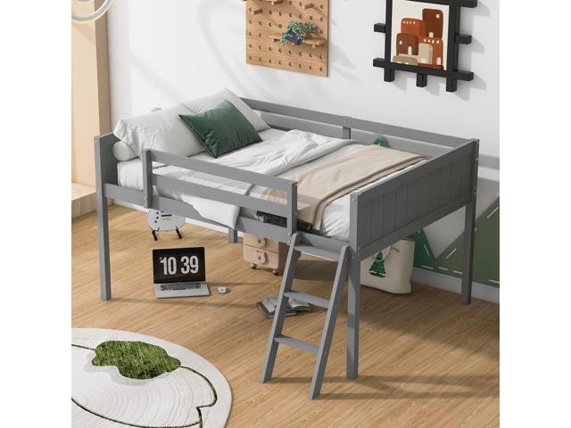 Click here for Full Size Wood Low Loft Bed with Ladder  ladder ca... prices