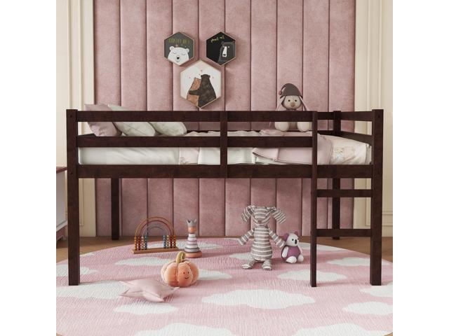 Click here for Full Rubber Wood Loft Bed with Ladder Espresso prices