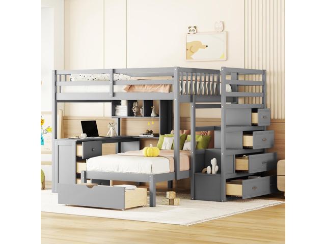 Click here for Full Over Twin Bunk Bed with Desk  Drawers and She... prices
