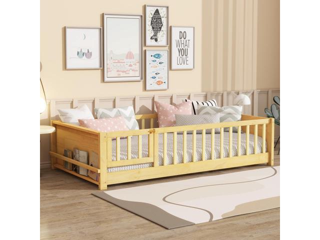 Click here for Twin Size Floor Bed with Built-in Book Rack and Do... prices