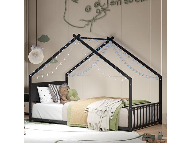 Click here for Twin Size House Bed with Roof and Colorful Lights... prices