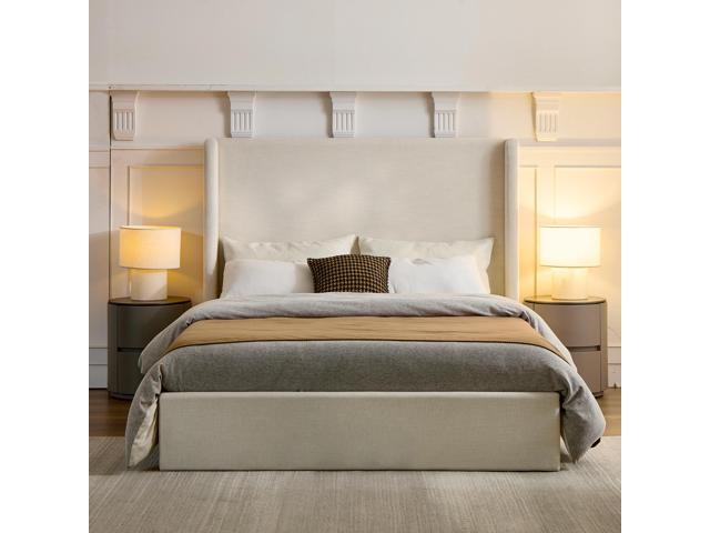 Click here for Carmen Upholstered Wingback Bed / Upholstered Plat... prices