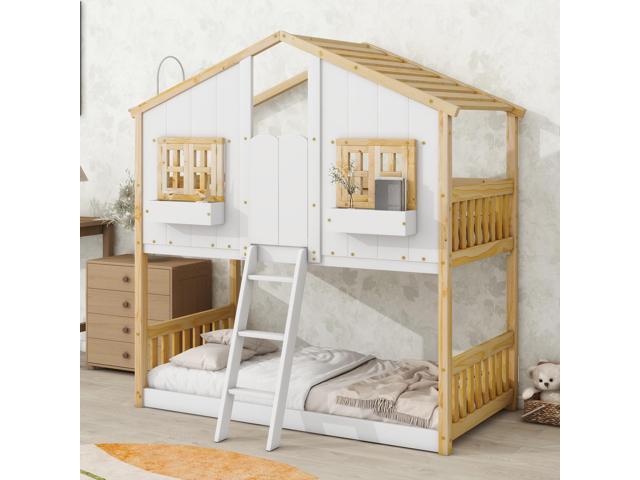 Click here for Twin over Twin House Bunk Bed with Roof  Window  W... prices