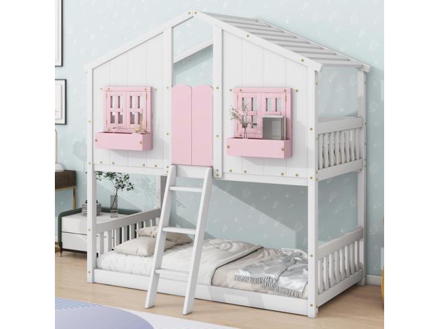 Click here for Twin over Twin House Bunk Bed with Roof  Window  W... prices