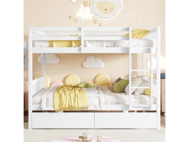 Click here for full Over full Rubber Wood Bunk Bed with 2 Drawers... prices