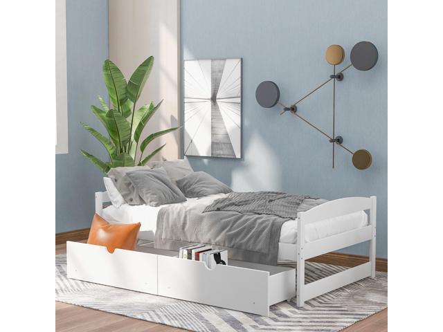 Click here for Twin size platform bed  with two drawers  white prices