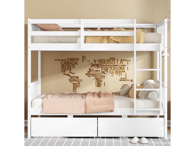 Click here for Twin Over Twin Rubber Wood Bunk Bed with 2 Drawers... prices