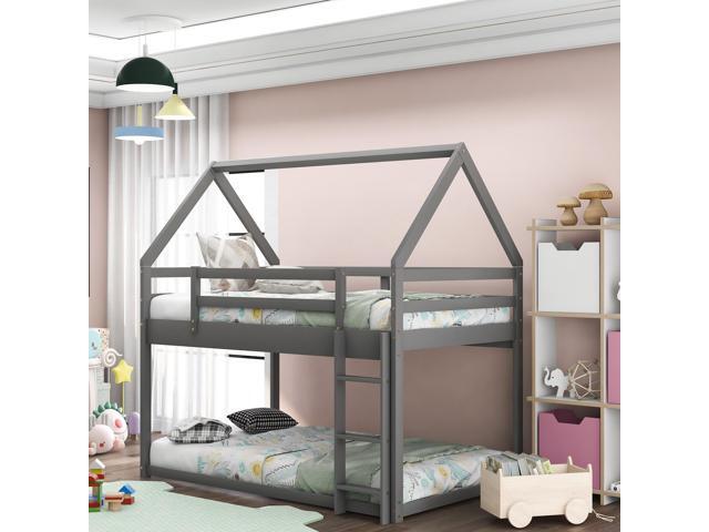 Click here for Twin over Twin Low Bunk Bed  House Bed with Ladder... prices
