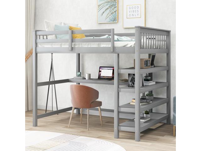 Click here for Full Size Loft Bed with Storage Shelves and Under-... prices