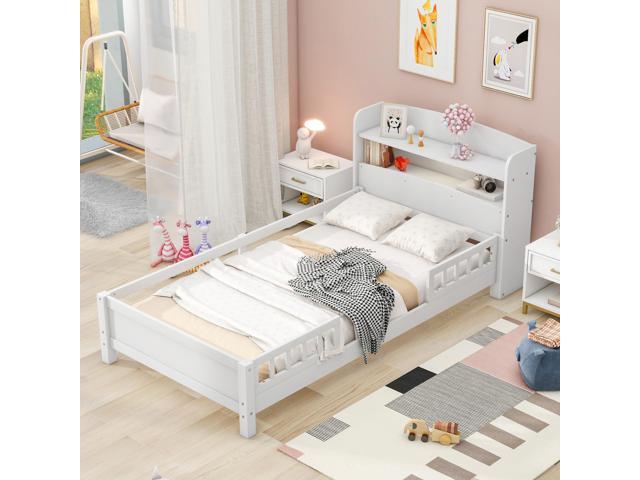 Click here for Wood Twin Size Platform Bed with Built-in LED Ligh... prices