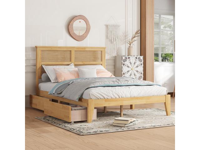 Click here for Full Size Bed with Rattan Headboard  Two Storage D... prices