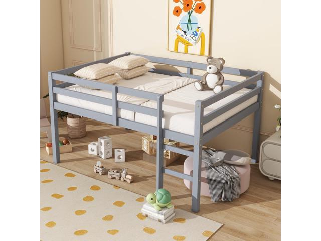 Click here for Full Rubber Wood Loft Bed with Ladder Grey prices