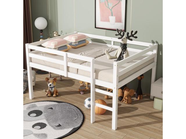 Click here for Full Rubber Wood Loft Bed with Ladder White prices