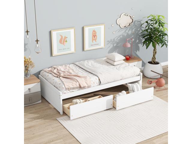 Click here for Twin Size Bed with 2 Drawers  Solid Rubber Wood Be... prices