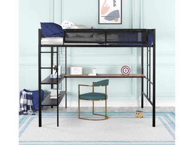 Click here for Metal Full Size Loft Bed with Desk & Shelves/ Stur... prices