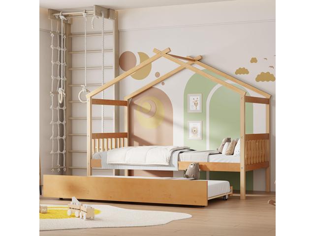Click here for Twin Size Wooden House Bed with Twin Size Trundle... prices