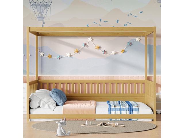 Click here for Full Size Canopy Bed Frame with Guardrails for Kid... prices