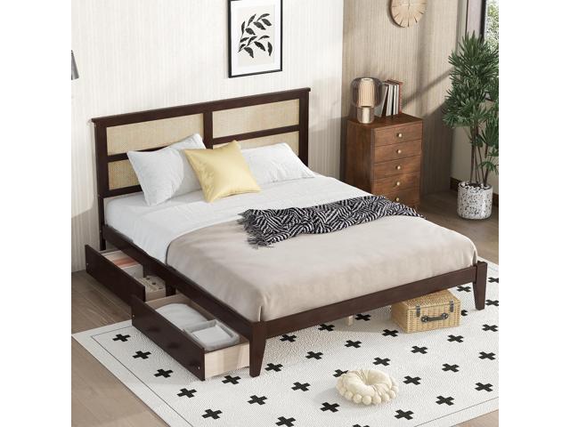 Click here for King Size Bed with Rattan Headboard  Two Storage D... prices