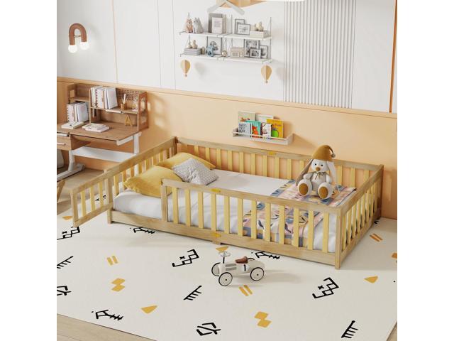 Click here for Twin Size Floor Bed with Fence and Door Rubber Woo... prices