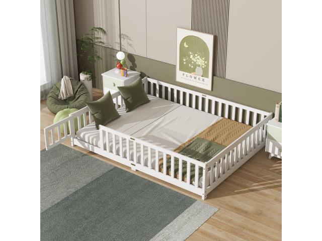 Click here for Queen Size Floor Bed with Fence Door Rubber Wood F... prices