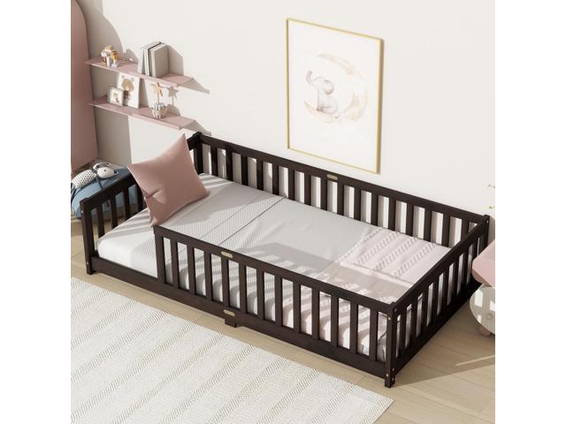 Click here for Twin Size Floor Bed with Fence without Door  Rubbe... prices