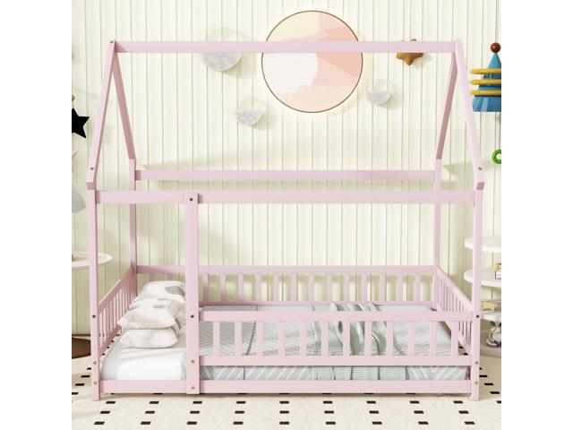 Click here for Full Size House Floor Wooden Bed with Roof Frame... prices