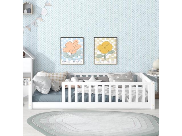 Click here for Twin Size Floor Bed with Fence without Door  Rubbe... prices