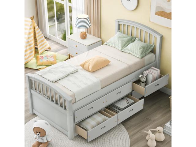 Click here for Orisfur. Twin Size Platform Storage Bed Solid Wood... prices