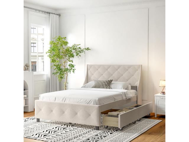 Click here for Queen Size Bed Frame with Storage Headboard  Metal... prices
