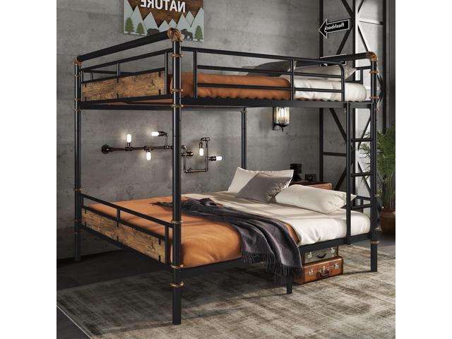 Click here for Queen over Queen Metal Bunk Bed  Industrial Detach... prices