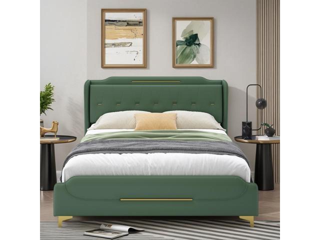 Click here for Queen Size Leather Bed frame with Wingback Headboa... prices