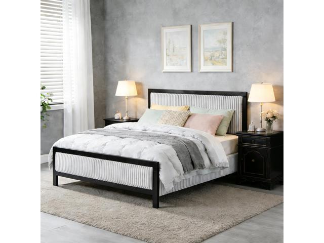 Click here for Queen Upholstered Bed with Fluffy Soft Headboard G... prices
