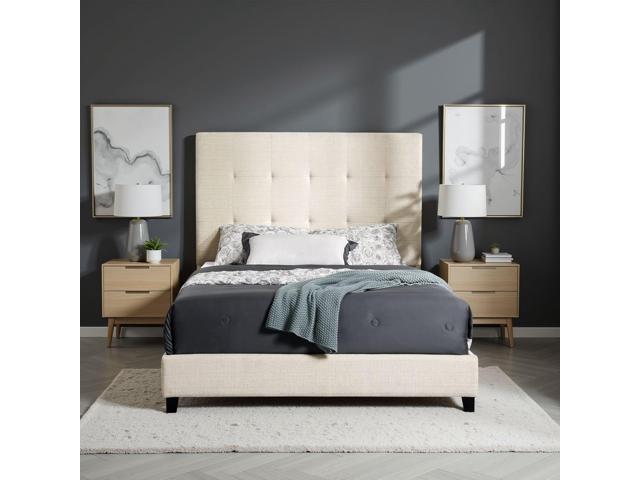 Click here for Queen Size Beige Tufted Upholstered Platform Bed prices