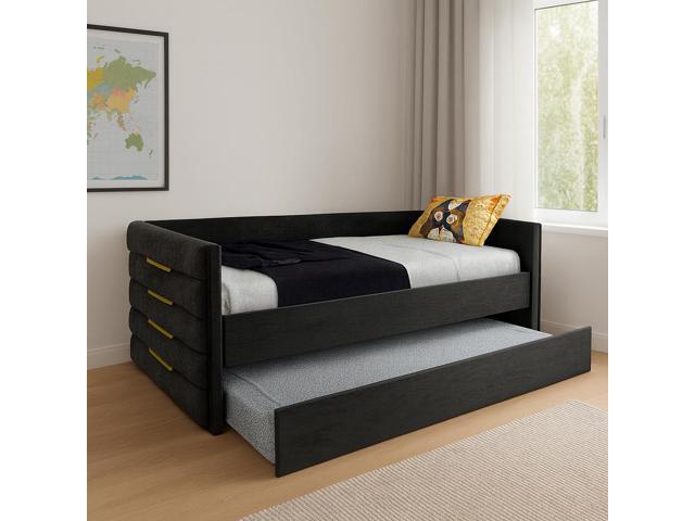 Click here for MODERN TWIN SIZE DAYBED WITH TRUNDLE  UPHOLSTERED... prices