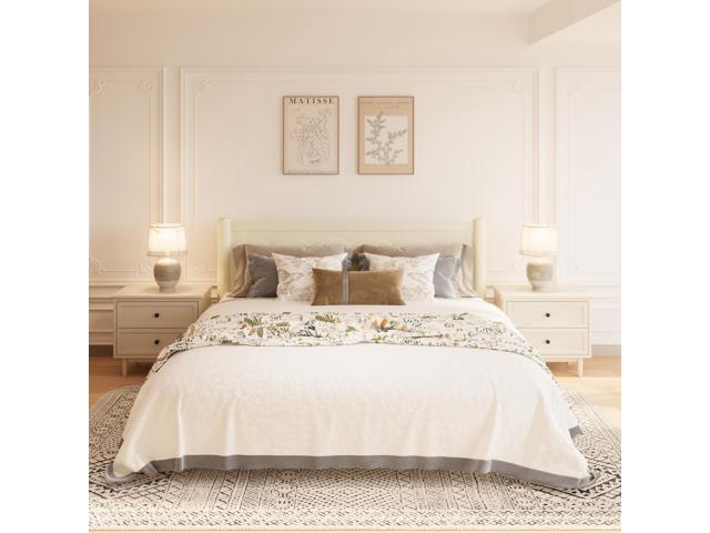 Click here for King Size Wood Bed Frame Wood Platform Bed with He... prices