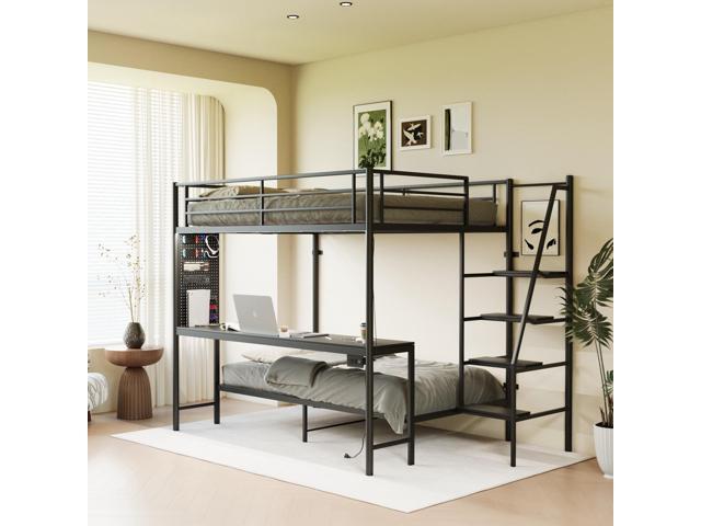 Click here for Black full size bunk bed with twin size  LED light... prices