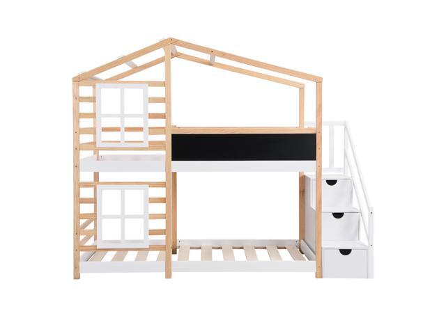 Click here for Twin over Twin Bunk Bed House Bed With Roof Window... prices