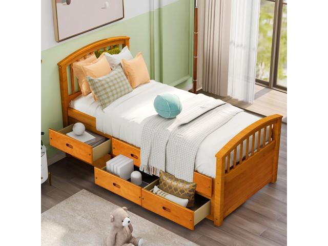 Click here for ORISFUR. Twin Size Platform Storage Bed Solid Wood... prices