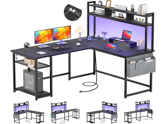 Click here for Aheaplus L Shaped Desk with Power Outlet & LED Str... prices