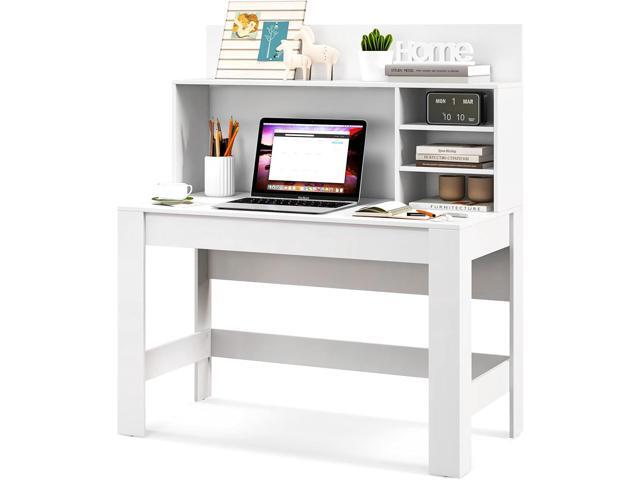 Click here for Tangkula White Desk with Hutch  Home Office Desk w... prices