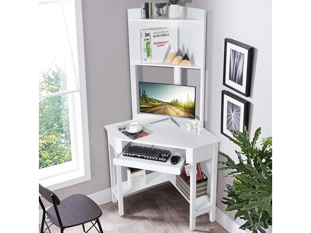 Click here for Tangkula White Corner Desk with Hutch  90 Degrees... prices