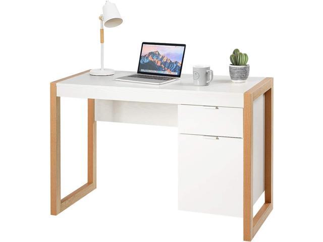 Click here for Tangkula White Desk with Drawer & Cabinet  Wooden... prices